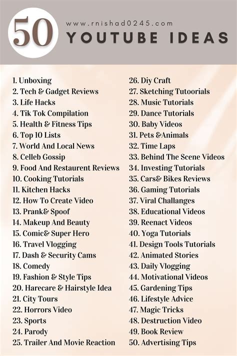 50 YouTube Ideas | Youtube channel name ideas, Start youtube channel ...