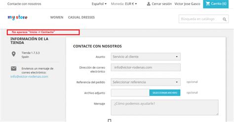 añadir navegación breadcrumb en la sección de contacto de prestashop 1 7
