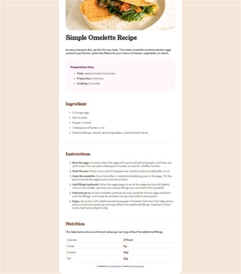 Frontend Mentor Recipe Page With Flexbox Coding Challenge Solution