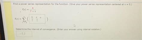 Solved Find A Power Series Representation For The Function Chegg