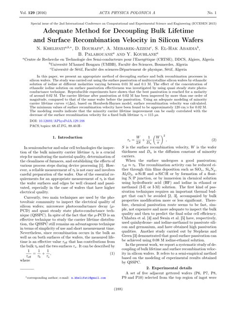 Pdf Adequate Method For Decoupling Bulk Lifetime And Surface