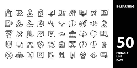 E Learning Icons Set Collection Of Simple Editable Icons For Web