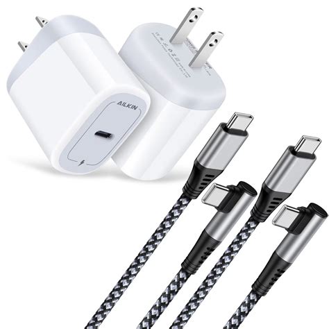 USB C Charger AILKIN 2PACK Charging Block Type C With 2PACK Type C Cables 6ft 20W PD Type C