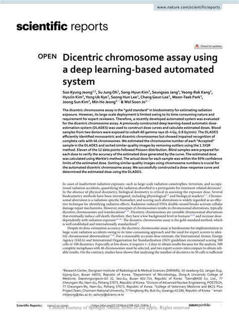 Pdf Dicentric Chromosome Assay Using A Deep Learning Based Automated System