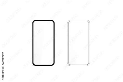 Blank White Screen In Black And Silver Phone Frame Mockup 3d Rendering Empty Smartphone