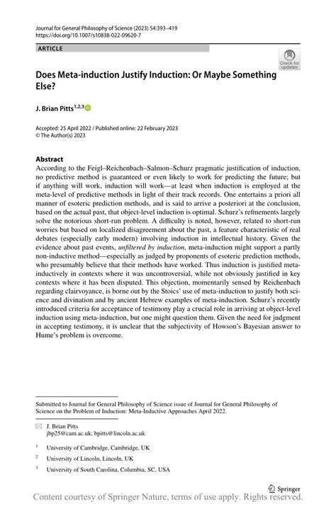 Pdf Does Meta Induction Justify Induction Or Maybe Something Else