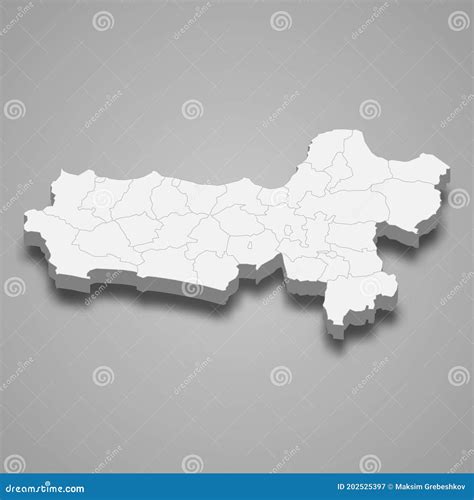 3d Isometric Map Of Central Java Is A Province Of Indonesia Stock