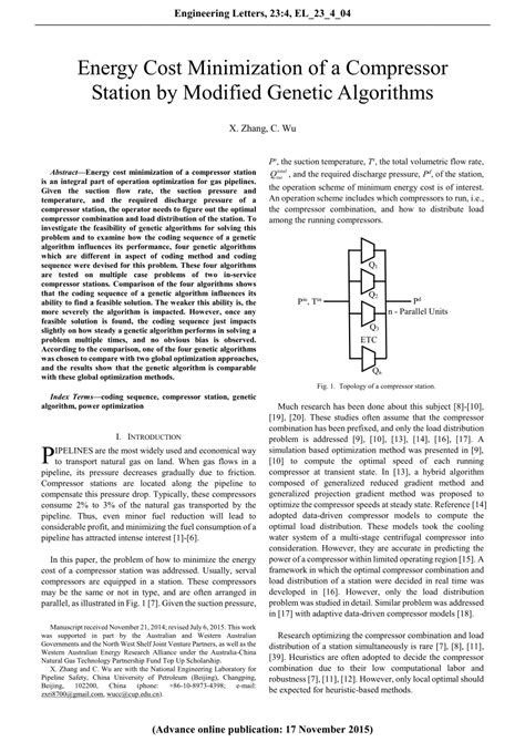 Pdf Energy Cost Minimization Of A Compressor Station By Modified Genetic Algorithms