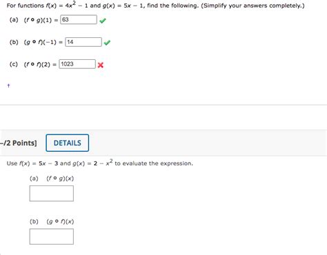 solved for functions f x 4x2−1 and g x 5x−1 find the
