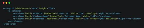 Angular Data Grid Column Schema Syncfusion