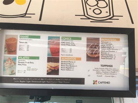 Carta Del Café Caffenio Vista Río Tijuana