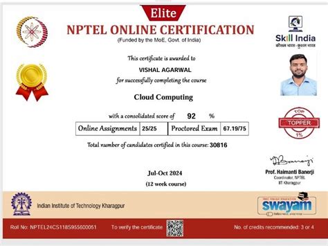 vishal agarwal on linkedin nptel cloudcomputing goldmedal