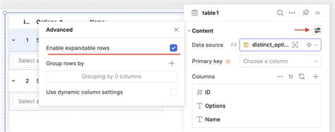 table column tag data type and mapped options 💬 app building