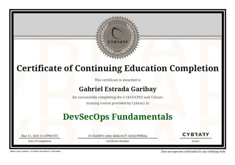 Check Out My Certificate Of Completion For Devsecops Fundamentals From