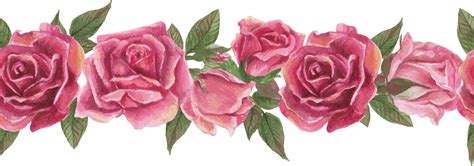 Pink Rose Divider Clipart Pink Rose Flower Line Art Colorful Outline