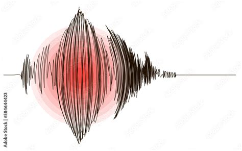 Black Seismogram Of Earthquake With Red Circles Seismic Activity Or Audio Wave Diagram Ground