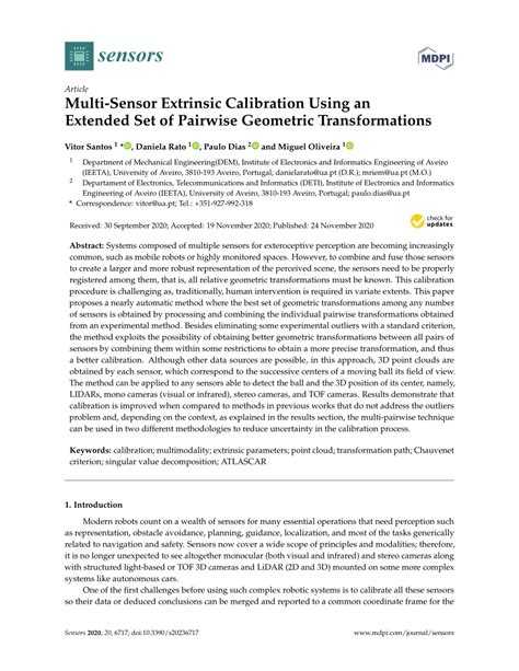 pdf multi sensor extrinsic calibration using an extended set of