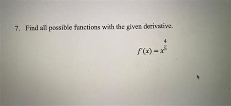 solved 7 find all possible functions with the given