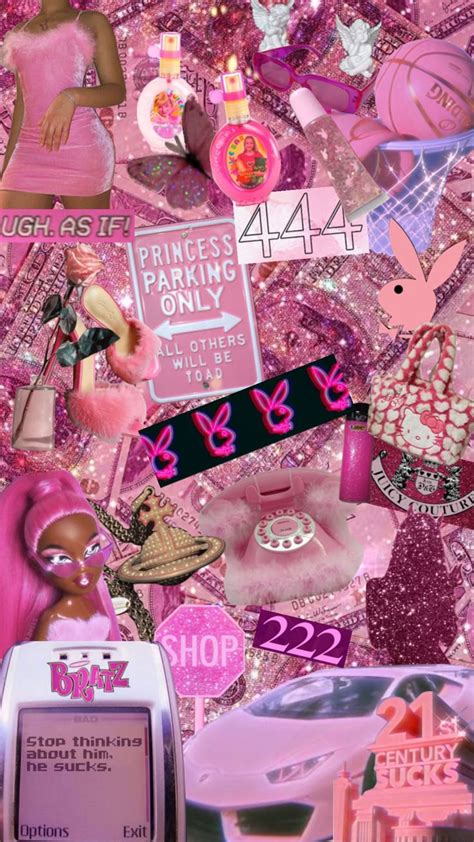 Pink Y2k Love Collage With Glitter Background Pink Y2k Aesthetic