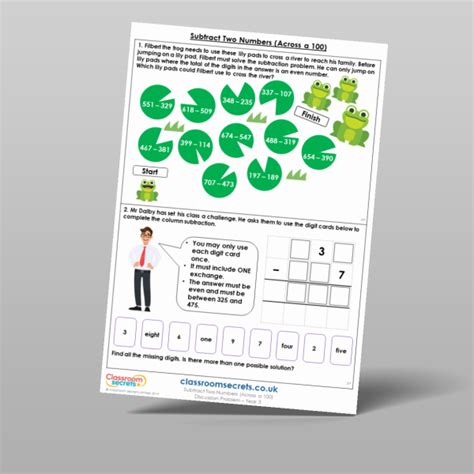 Year 3 Subtract Two Numbers Across A 100 Discussion Problem Resource Classroom Secrets