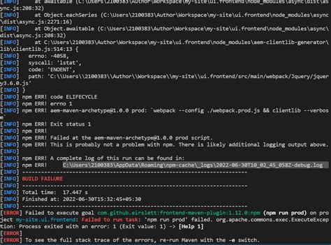 solved failed to execute goal com github eirslett fronten adobe