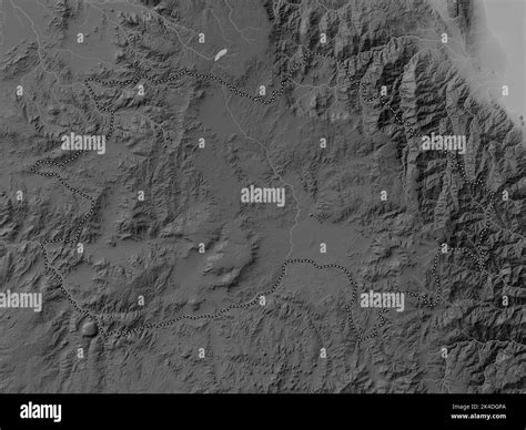 Debub Region Of Eritrea Grayscale Elevation Map With Lakes And Rivers