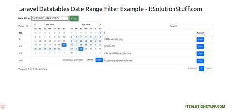 Yajra Datatables Date Range Filter HDTuto