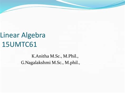 Linear Algebra Ppt