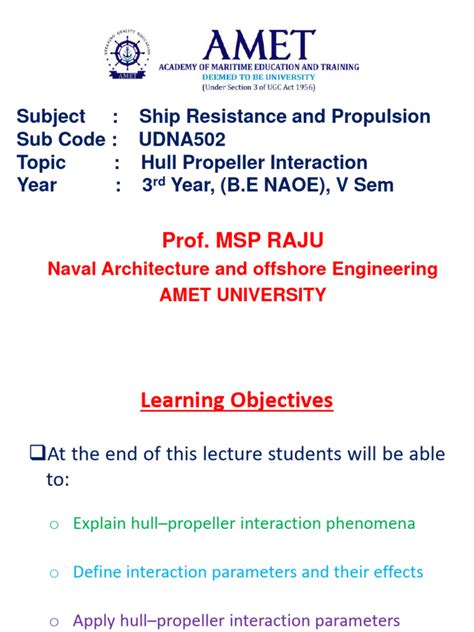 Resistance And Propulsion29 Hull Propeller Interaction 18oct2021 Pdf Drag Physics