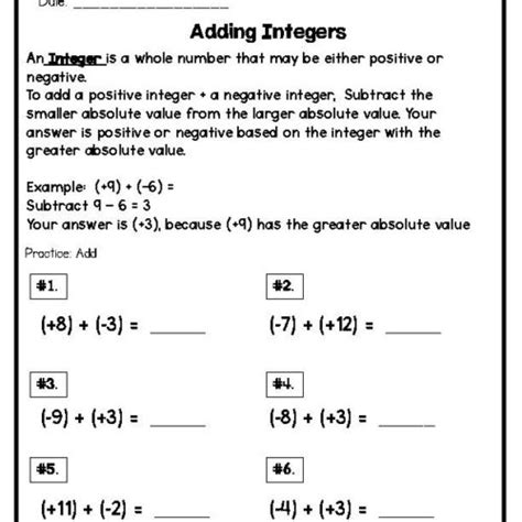 Adding Integers Practice Worksheets Both Print And Digital Classful