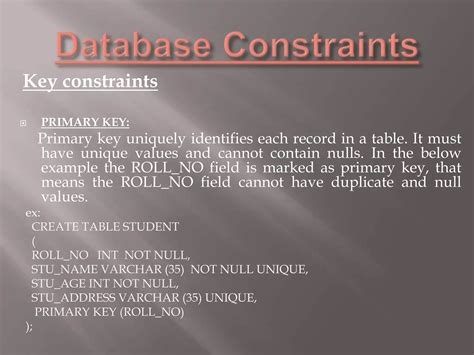 database constraints pptx