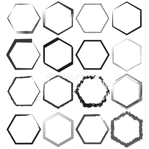 Assorted Hexagon Frames Collection Geometric Border Designs Vector