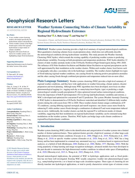 Pdf Weather Systems Connecting Modes Of Climate Variability To Regional Hydroclimate Extremes