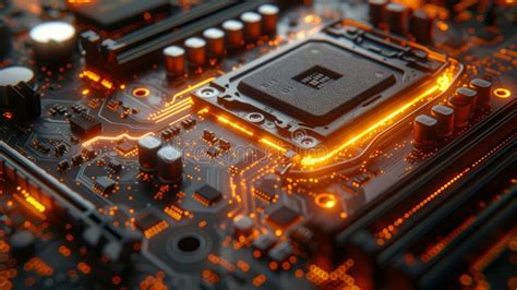 Closeup Of A Computer Motherboard With A CPU Installed Stock Photo Image Of Circuit