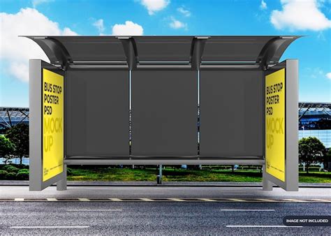 현실적인 도시 버스 정류장 광고판 모형 프리미엄 Psd 파일