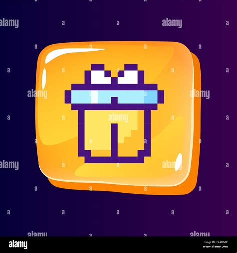 t box glossy ui button with pixelated color icon stock vector image