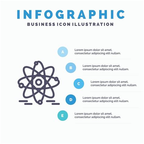 Atom Education Nuclear Line Icon With 5 Steps Presentation Infographics Background 17995312