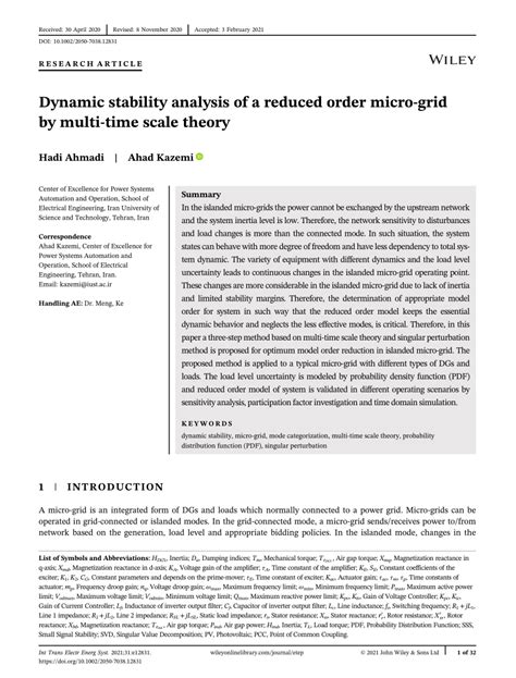 Dynamic Stability Analysis Of A Reduced Order Microgrid By Multitime Scale Theory Request PDF