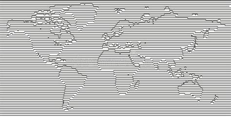 Vector Blank Outline Linear Line Circuit Contour Black Similar World Map Isolated White