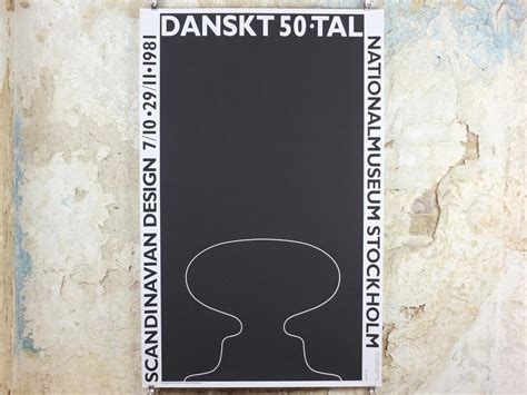 1981 Danish 1950s Design Poster Arne Jacobsen Scandanavian Modernist