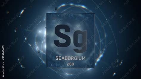 Seaborgium As Element 106 Of The Periodic Table Seamlessly Looping 3d Animation On Blue