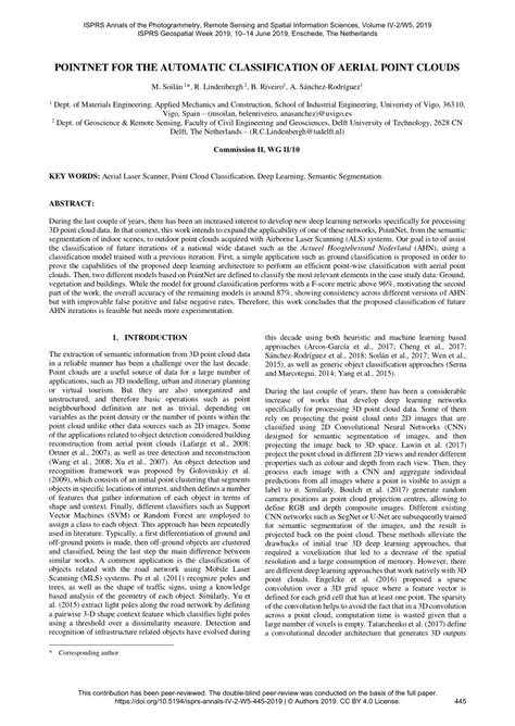 Pdf Pointnet For The Automatic Classification Of Aerial Point Clouds