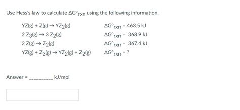 solved use hess s law to calculate agºrxn using the