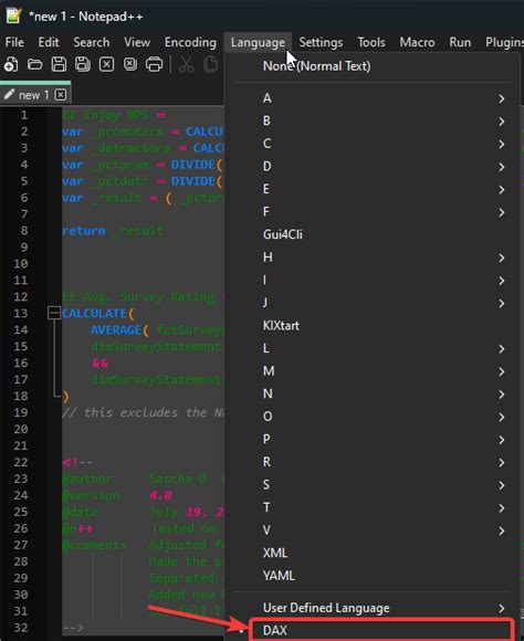 Dax Syntax Highlighting For Notepad Leanproductivity
