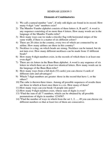 Sem 5 Elements Of Combinatorics Pdf
