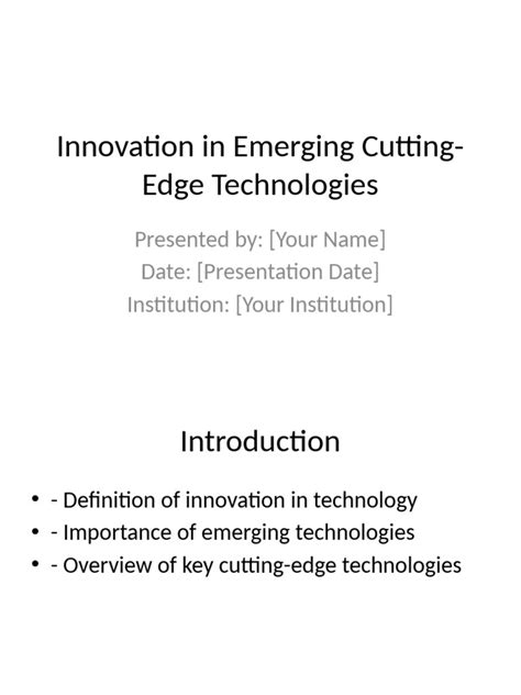 Innovation In Emerging Cutting Edge Technologies Pdf