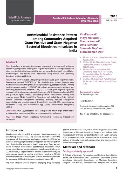 Pdf Antimicrobial Resistance Pattern Viral Vadwai 1 Among