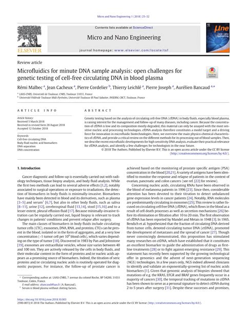 Pdf Microfluidics For Minute Dna Sample Analysis Open Challenges For