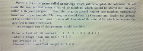Solved Write A Ci I Program Ealled Array Cpp Which Will