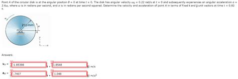Solved Point A Of The Circular Disk Is At The Angular
